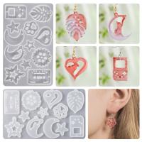 China DIY Drip Glue Earrings Grinding Mirror Collection Love Moon Leaves Music Box Tape Earrings Pendant Silicone Mold for sale