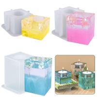 China DIY Crystal Dropping Resin Candle Stand Mold Square Candlestick Pendulum Jewelry Silicone Mold for sale