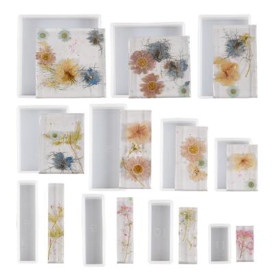 China DIY Crystal Dropper Mirror Resin Table Grinding Tool Rectangular Square 11 Piece Set Combination Silicone Mold for sale