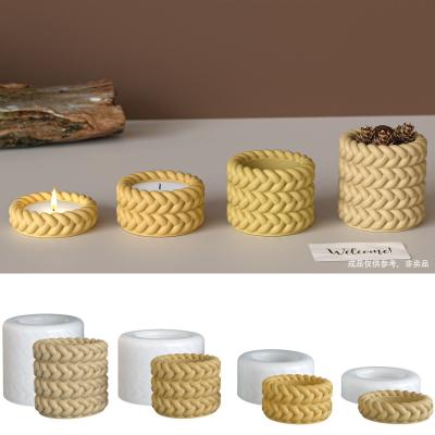 China Drip rubber braided rope Fried Dough Twists rope large, medium and small storage box diy aromatherapy gypsum candle cup silicone mold for sale