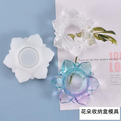 China DIY crystal dropper mold, lotus flower candle holder, flower storage box mold, self-made silicone mold for sale