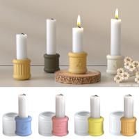 China DIY Clover Boat Anchor Light Noodle Pattern Cylindrical Candlestick Aromatherapy Gypsum Candle Base Silicone Mold for sale