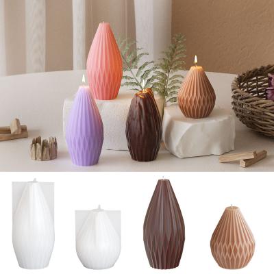 China Geometric pear shaped candle mold DIY paper folding pattern bottle shaped aromatherapy gypsum cone shaped mineral scented stone candle silicone mold for sale