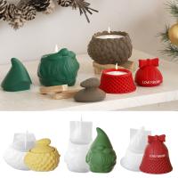 China DIY Christmas Glue Pinecone Santa Claus Bow Bell Gypsum Storage Can Silicone Mold for sale