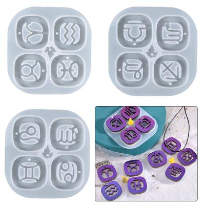 China DIY Crystal Dropping Silicone Mold Aries Sagittarius Gemini Horizontal Constellation 12 Constellation Pendant Mold for sale