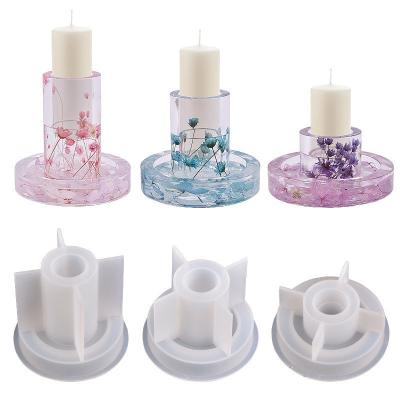 China DIY Drip Glue Cement Gypsum Candle Stand Grinding Tool Round Candle Bracket Base Pendant Silicone Mold for sale