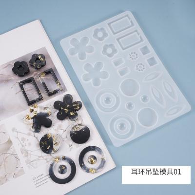 China DIY Crystal Dropping Gel Mold Earrings Pendant Flower Pendant Homemade Jewelry Pendant Silicone Mold for sale