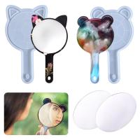 China DIY Crystal Dropping Gel Mirror Mold, Little Panda Narrowing Ears, Homemade Handheld Makeup Mirror Silicone Mold for sale