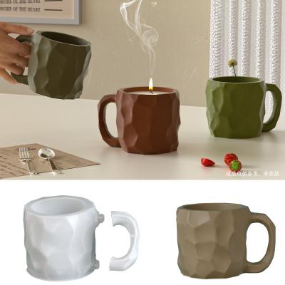 China DIY Crystal Drip Glue Round Gypsum Cut Pattern Candle Cup Flower Pot Ornament Silicone Mold for sale