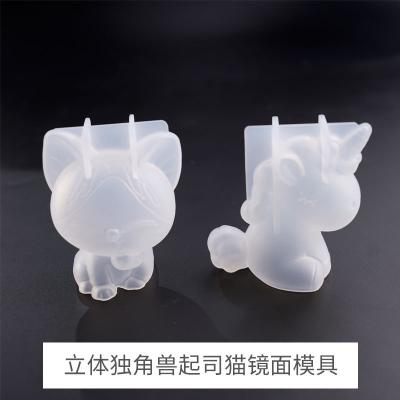 China DIY Crystal Dropping Gel Mold Large Unicorn Mold Mirror Stereoscopic Qisi Cat Silicone Mold for sale