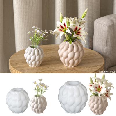 China Cross border rotating raindrop vase storage box silicone mold geometry ins wind gypsum flowerpot drip mold for sale
