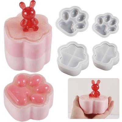 China DIY Crystal Dropping Glue Mold Cat Claw Storage Box Silicone Mold Gypsum Jewelry Platform Cross border Hot Sale for sale