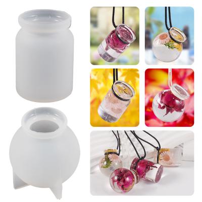 China DIY Drip Glue Small Bottle Mold Drifting Bottle Micro Landscape DIY Dry Flower Pendant 3D Bottle Pendant Silicone Mold for sale