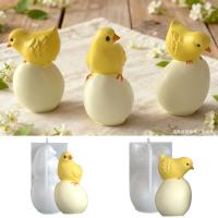 China DIY Easter Aromatherapy Gypsum Resin Dropping Gel Standing Egg Chicken Candle Pendant Silicone Mold for sale