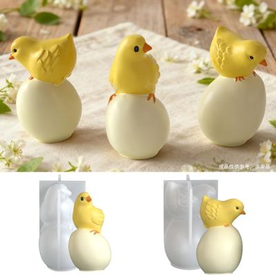 China DIY Easter Aromatherapy Gypsum Resin Dropping Gel Standing Egg Chicken Candle Pendant Silicone Mold for sale