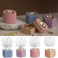 China New striped incense burner storage box mold DIY gypsum cement square circular heart-shaped storage box silicone mold for sale