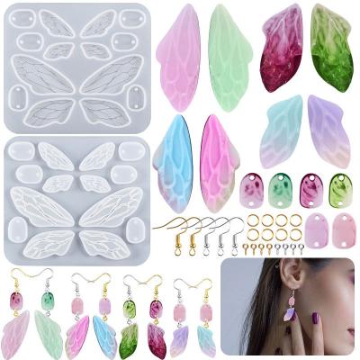 China DIY crystal dropper resin mirror butterfly wing earrings pendant keychain jewelry silicone mold for sale