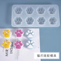 China DIY crystal dropper mold, eight connected cat paw mold, cute mirror frosted silicone mold wholesale for sale