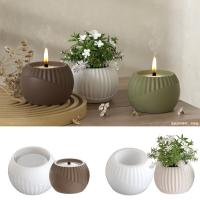China DIY Aromatherapy Gypsum Nordic Creative Vertical Pattern Pottery Pot Ins Simple Style Candle Cup Silicone Mold for sale