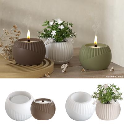 China DIY Aromatherapy Gypsum Nordic Creative Vertical Pattern Pottery Pot Ins Simple Style Candle Cup Silicone Mold for sale