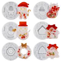 China Dropping glue replacement Christmas quicksand mold set Christmas treehouse snowman house quicksand pendant silicone mold for sale