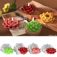China Simulated succulent aromatherapy candle ornament silicone mold DIY blessing lotus candle lamp gypsum mold for sale