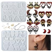 China Dropping resin earring mold tears moon mushroom ghost earring pendant Halloween silicone mold for sale