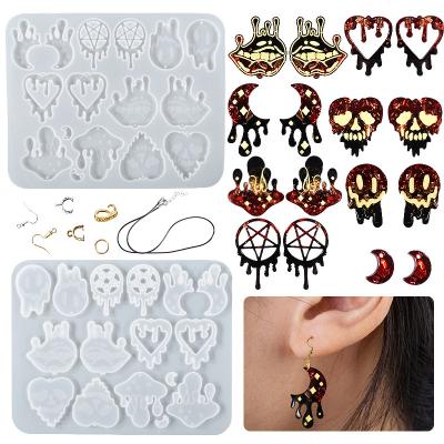 China Dropping resin earring mold tears moon mushroom ghost earring pendant Halloween silicone mold for sale