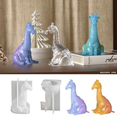 China DIY epoxy resin crystal dropper mirror 3D three-dimensional giraffe ornament silicone mold wholesale for sale