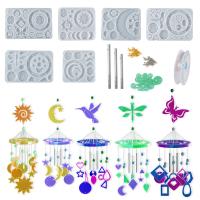 China DIY Crystal Dropping Resin Mold Butterfly Sun Dragonfly Moon Wind Chime Pendant Silicone Mold for sale