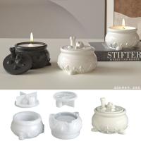 China DIY Halloween Skull Storage Can Silicone Mold Aromatherapy Gypsum Bone Soup Can Pudding Decoration Mold for sale