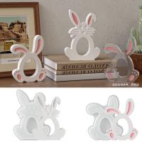 China Easter hollow folded ear rabbit Easter egg rabbit silicone mold DIY aromatherapy candle plaster mold for sale
