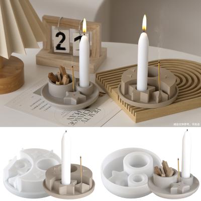 China Circular Star Moon Fragrance Insert Candle Base Silicone Mold Aromatherapy Candlestick Pendant Gypsum Mold for sale