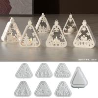 China Triangle Santa Claus Snowman Christmas Tree Elk House Gift Hollow Candlestick Base Silicone Mold for sale