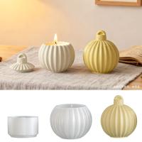 China Cross border popular striped bell storage can silicone mold DIY aromatherapy gypsum candle cup decoration mold for sale