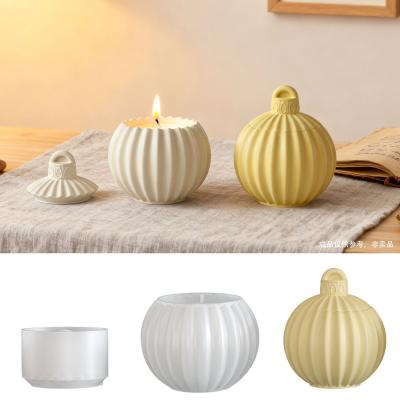 China Cross border popular striped bell storage can silicone mold DIY aromatherapy gypsum candle cup decoration mold for sale