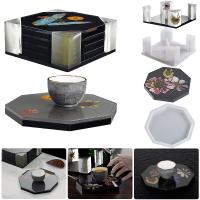 China DIY dropper resin gypsum mirror square storage box, octagonal coaster combination, silicone mold wholesale for sale
