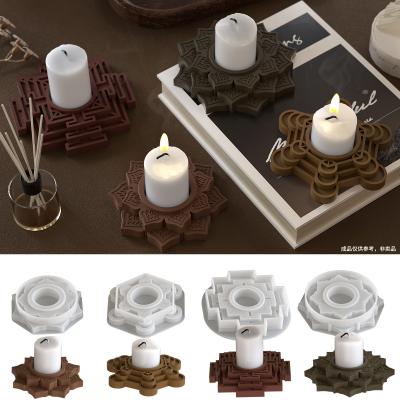 China 2-in-a-row circular hollow patterned cup coaster, table, drip glue mold, DIY aromatherapy gypsum mat, silicone mold for sale