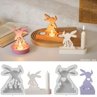 China DIY Garden Hollow Branch Love Rabbit Ornament Aromatherapy Candlestick Ornament Gypsum Mold for sale