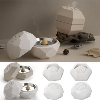 China DIY dropper cement circular section aromatherapy jar diamond shaped aromatherapy furnace gypsum decoration mirror silicone mold for sale