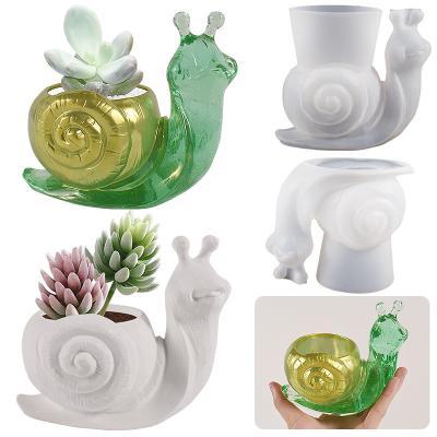 China Crystal dropper snail table storage box DIY resin gypsum 3D three-dimensional flower potted silicone mold for sale