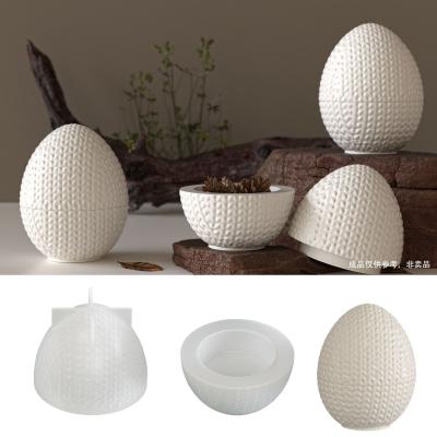 China Popular Easter silicone mold DIY knitting yarn egg storage jar candle cup gypsum mold for sale