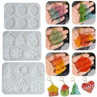China DIY crystal drop glue bell snowflake Christmas tree Christmas pendant hanging keychain silicone mold for sale