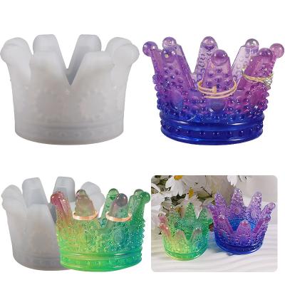 China Crown storage box silicone mold DIY dropper crown candle holder ashtray jewelry ring holder mold for sale