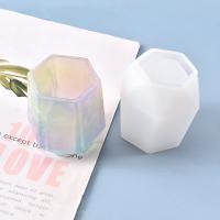 China DIY Crystal Dropping Gel Mold Handmade Small Hexagonal Cutting Pen Holder Pencil Storage Silicone Mold for sale