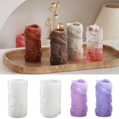 China Crystal dropper DIY marine animal cylindrical table aromatherapy gypsum candle holder silicone mold for sale