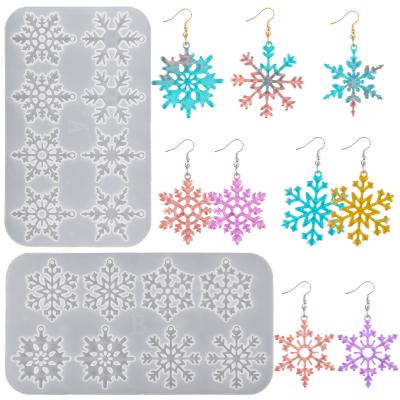 China Resin dropper mold DIY eight link Christmas snowflake pendant earrings hanging keychain silicone mold for sale