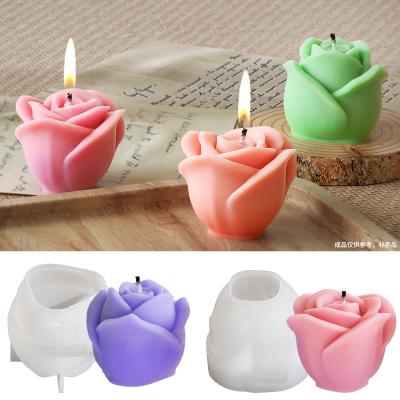 China DIY crystal dropper 3D three-dimensional rose bud silicone mold aromatherapy gypsum candle ornament grinding tool for sale