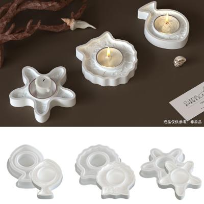 China DIY crystal dropper resin gypsum starfish shell small fish candle holder ocean series silicone mold for sale
