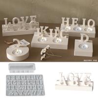 China Aromatherapy gypsum 26 English letter plug-in silicone mold DIY letter splicing blessing message ornament mold for sale